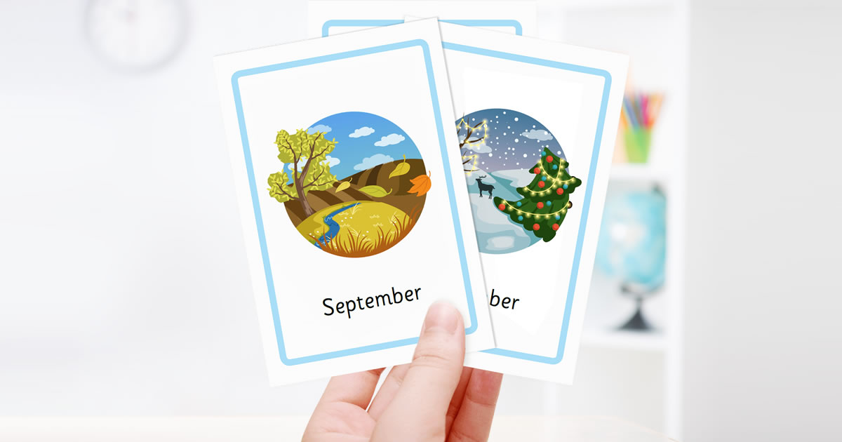 Free months of the year flashcards for kids - Totcards