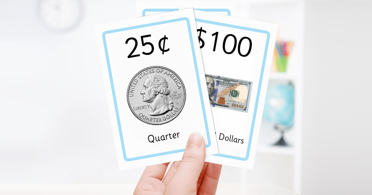 Free US money flashcards for kids - Totcards